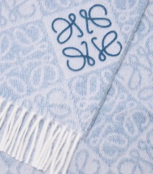 Loewe Wool-cashmere Anagram Scarf - Blue