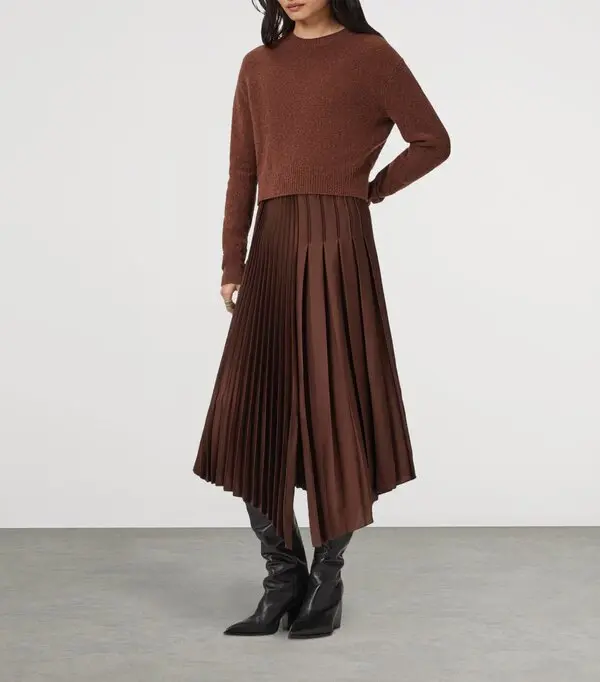 ALLSAINTS 2-in-1 Jax Midi Dress - Brown | Editorialist