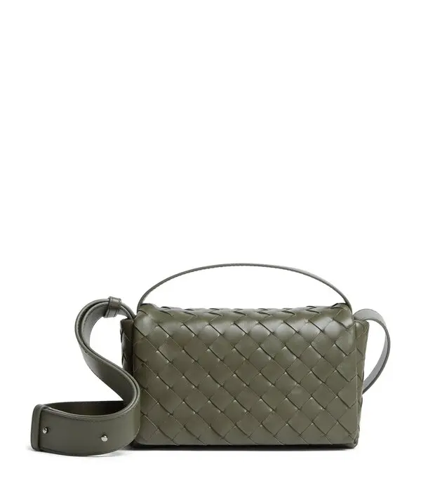 Bottega Veneta Mini Leather Intrecciato Flap Cross-body Bag - Green