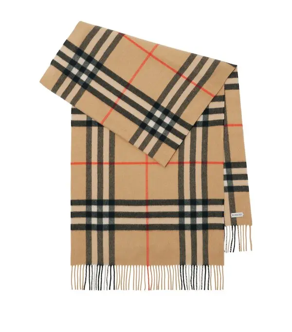 Burberry Wide Cashmere Check Scarf - Beige