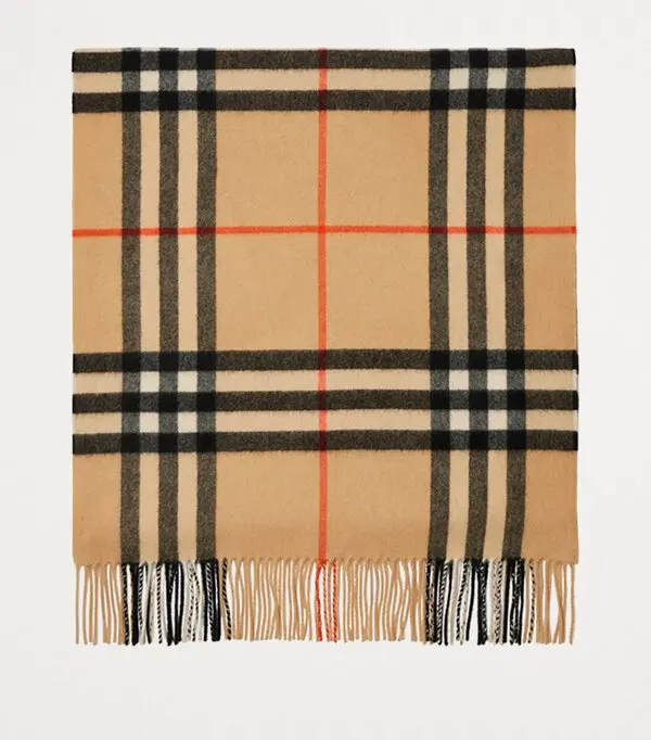 Burberry Wide Cashmere Check Scarf - Beige