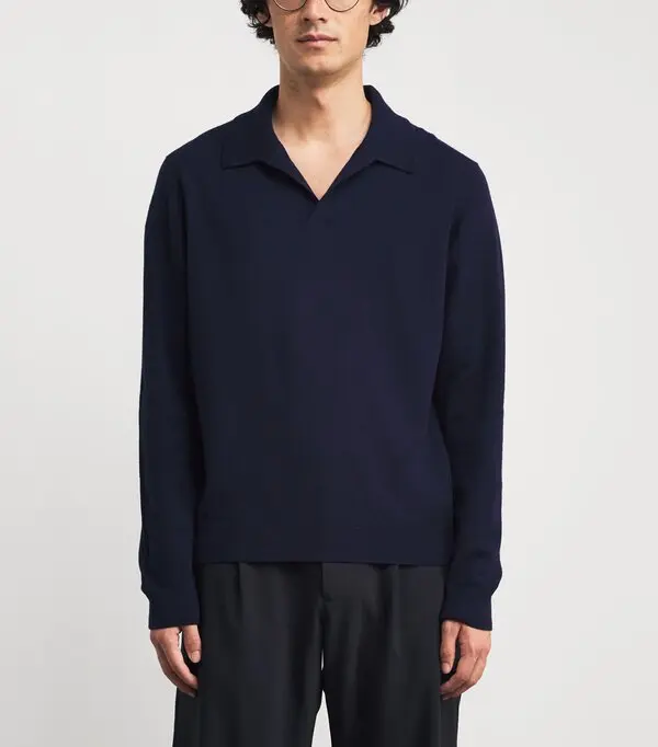 Harrods Cashmere Polo Sweater - Navy