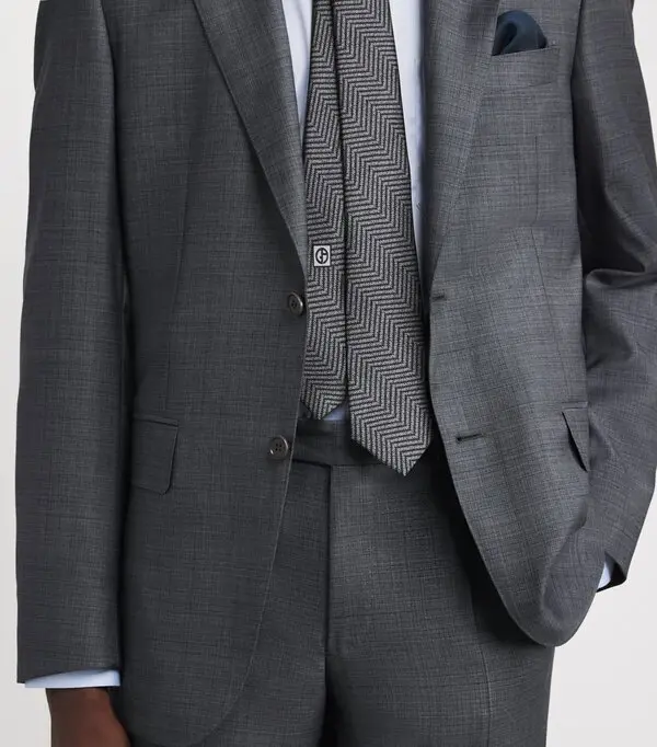 Giorgio Armani Silk Chevron Tie - Grey