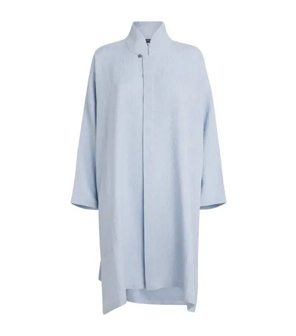 Eskandar Silk Stand-collar Shirt - Blue