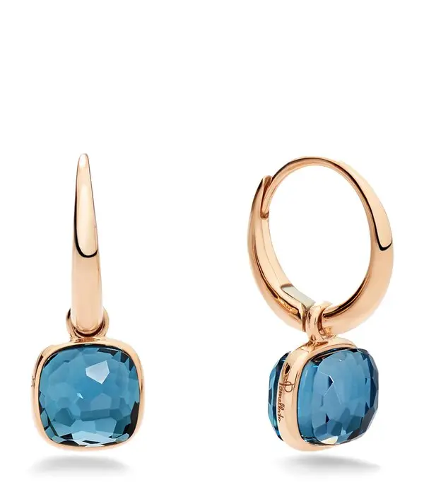 Pomellato Nudo Blue Topaz Earrings - Rose Gold