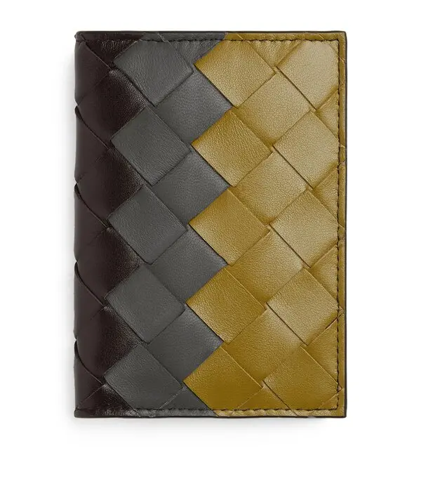 Bottega Veneta Leather Intrecciato Flap Card Case - Brown