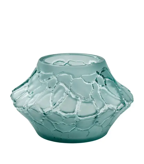 Lalique Crystal Caldera Vase-votive - Blue