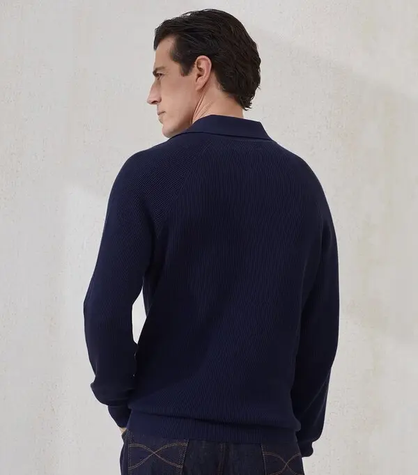 Brunello Cucinelli Cotton Polo Sweater - Blue