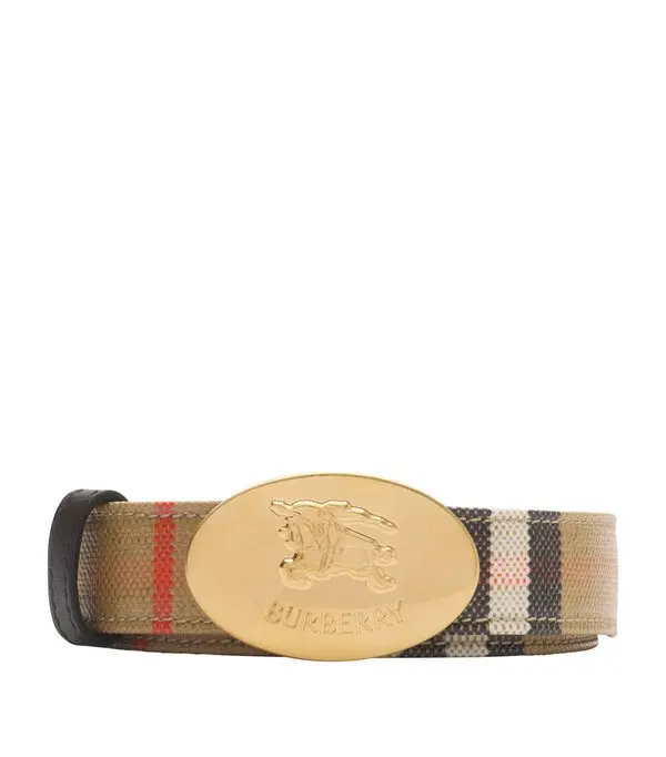 Burberry Leather Ekd Stamp Reversible Belt - Gold
