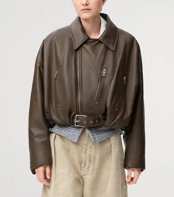 Loewe Nappa Lambskin Biker Jacket - Green