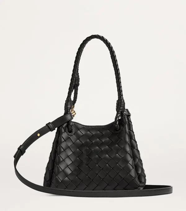 Bottega Veneta Small Leather Parachute Shoulder Bag - Black