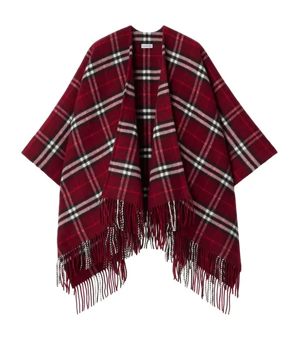 Burberry Wool-cashmere Check Cape - Red