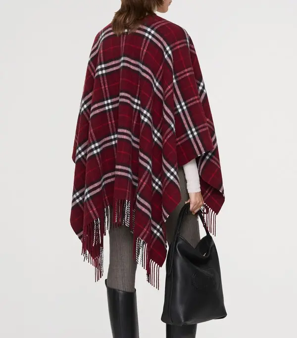 Burberry Wool-cashmere Check Cape - Red