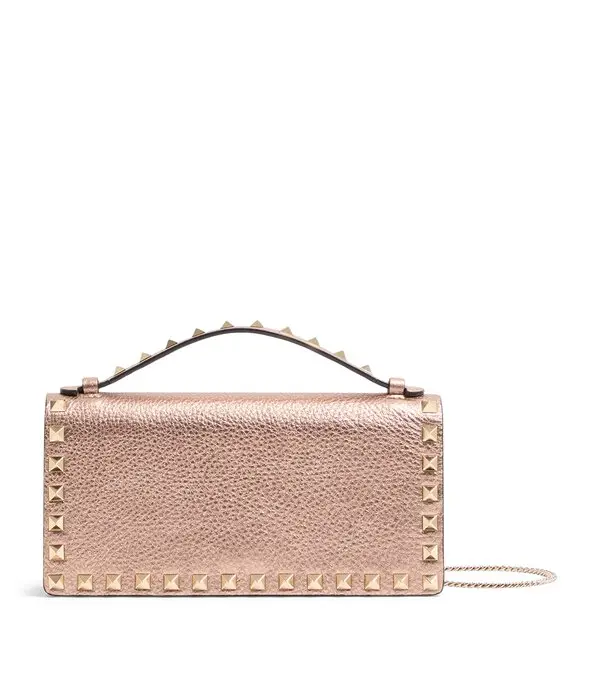 Valentino Garavani Leather Rockstud Chain Wallet - Nude