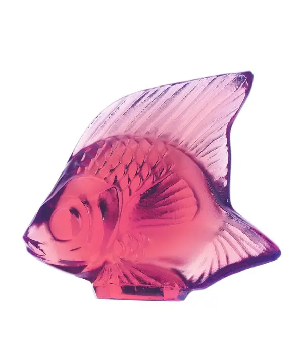 Lalique Crystal Fish Sculpture - Red