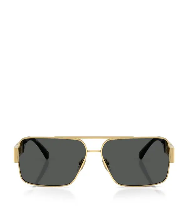 Versace Wire-frame Rectangular Sunglasses - Gold