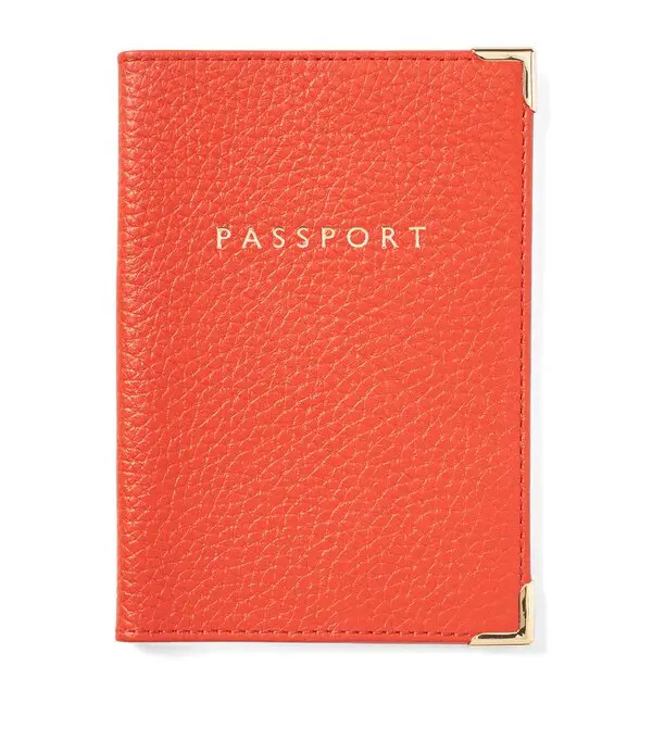 ASPINAL OF LONDON Leather Passport Cover - Orange