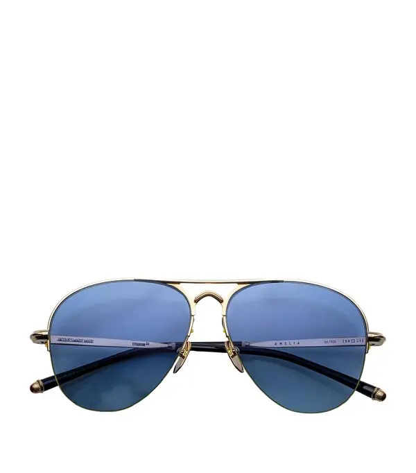 JACQUES MARIE MAGE Metal Amelia Aviator Sunglasses - Silver