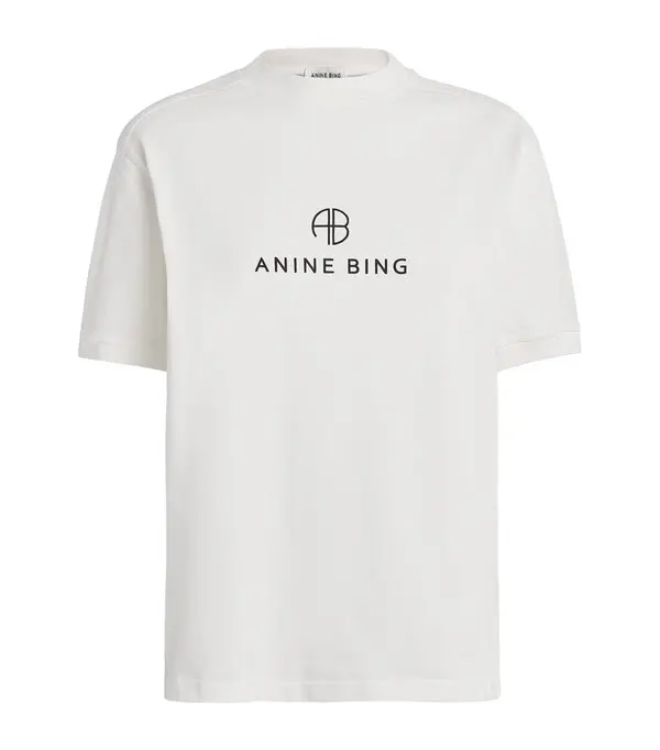 ANINE BING Cotton Monogram T-shirt - Ivory