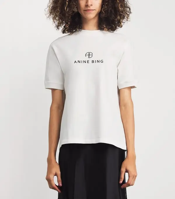 ANINE BING Cotton Monogram T-shirt - Ivory