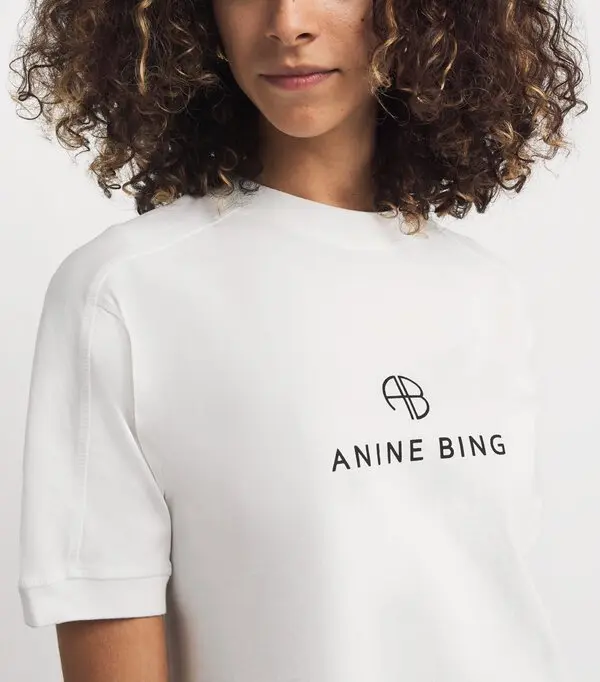 ANINE BING Cotton Monogram T-shirt - Ivory