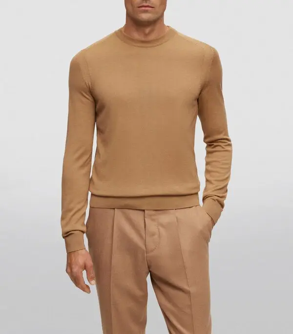 BOSS Wool, Silk, And Cashmere Sweater - Beige