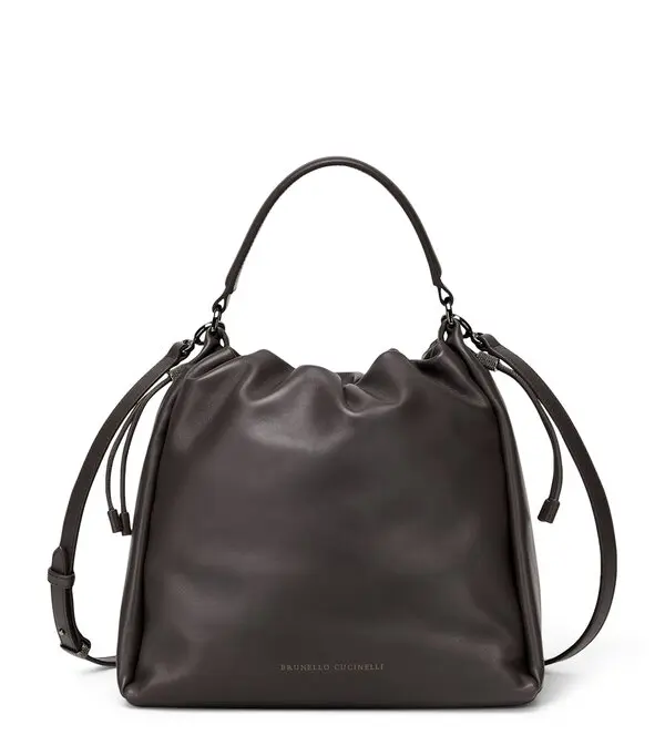 Brunello Cucinelli Leather Mellow Bucket Bag - Brown
