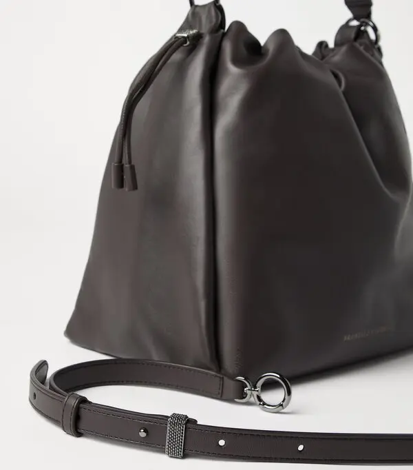 Brunello Cucinelli Leather Mellow Bucket Bag - Brown