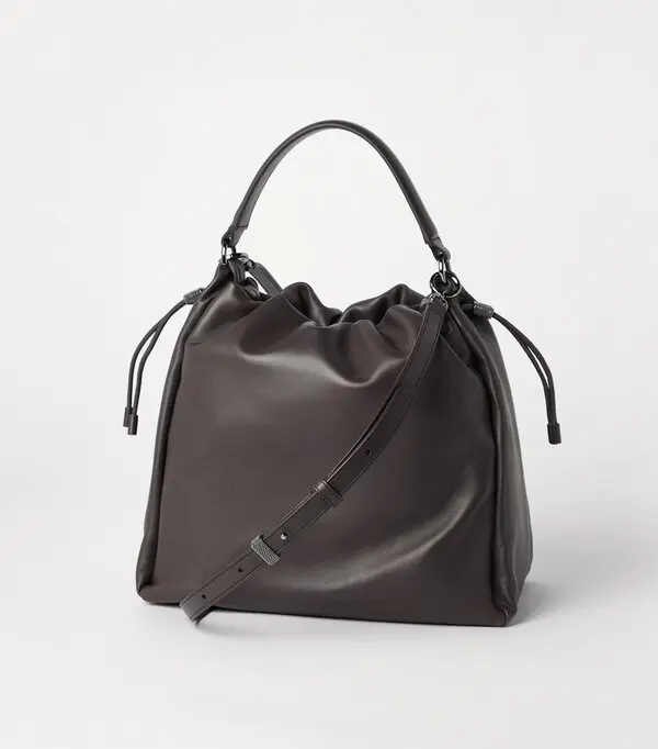 Brunello Cucinelli Leather Mellow Bucket Bag - Brown