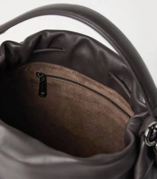 Brunello Cucinelli Leather Mellow Bucket Bag - Brown