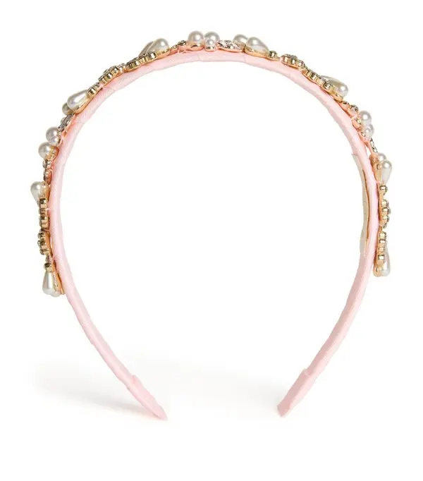 DAVID CHARLES Diamanté And Faux Pearl-embellished Headband - Pink