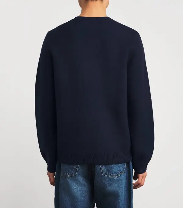 A.p.c. Merino Wool Edward Logo Sweater - Navy