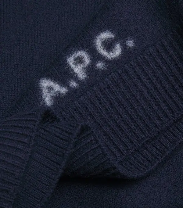 A.p.c. Merino Wool Edward Logo Sweater - Navy