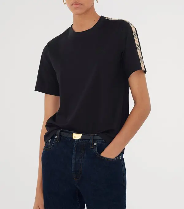 Burberry Check-trim Ekd T-shirt - Black