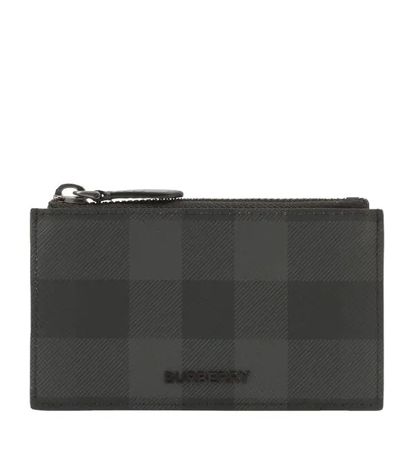 Burberry Check Zipped Card Holder - Grey