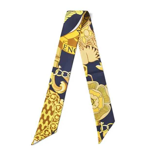 ASPINAL OF LONDON Silk Shield Skinny Scarf - Navy