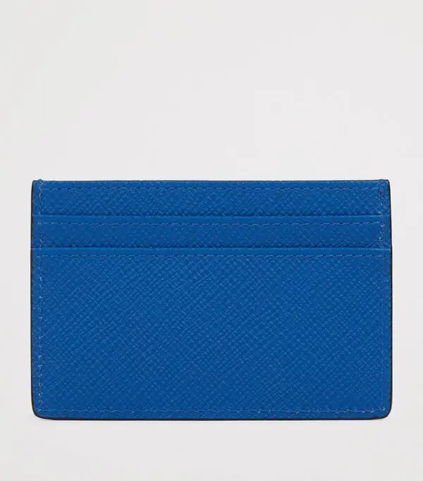 Smythson Panama Leather Card Holder - Blue