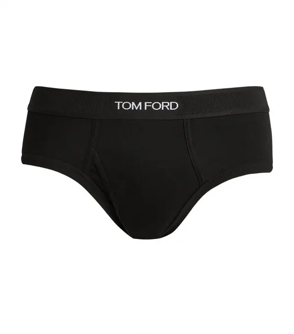 TOM FORD Stretch-cotton Logo Briefs - Black