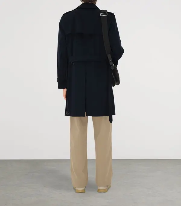 Burberry Mid-length Kensington Heritage Trench Coat - Blue