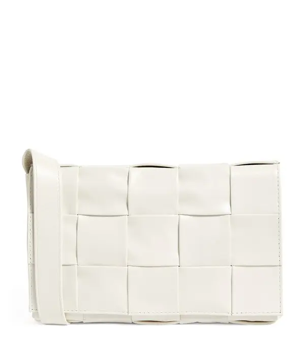 Bottega Veneta Leather Intreccio Cassette Cross-body Bag - White