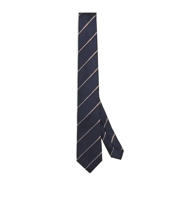 Giorgio Armani Silk Stripe Jacquard Neck Tie - Blue