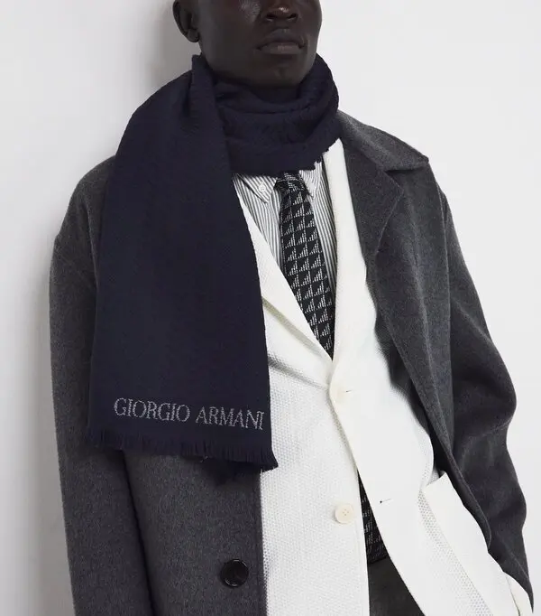 Giorgio Armani Wool Geometric Print Scarf