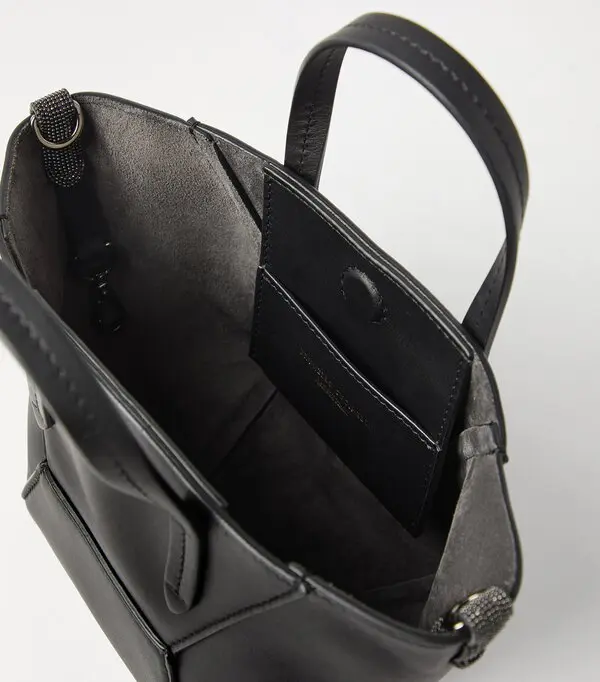 Brunello Cucinelli Bc Duo Mini Calfskin Tote Bag - Black