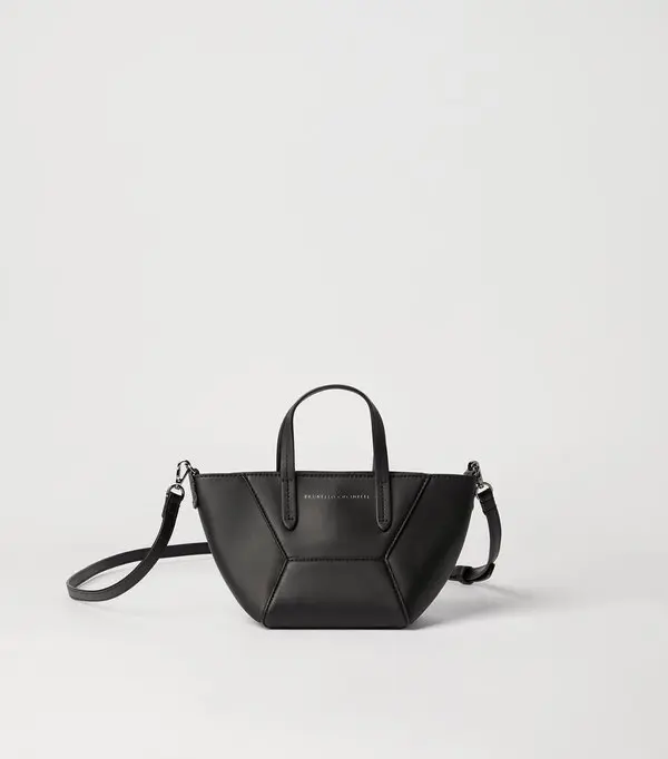 Brunello Cucinelli Bc Duo Mini Calfskin Tote Bag - Black