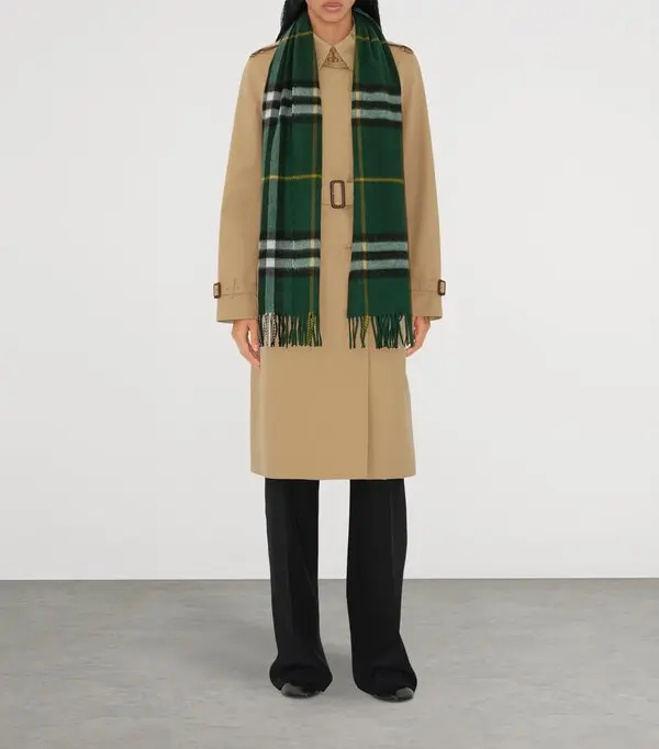 Burberry Cashmere Check Scarf - Green