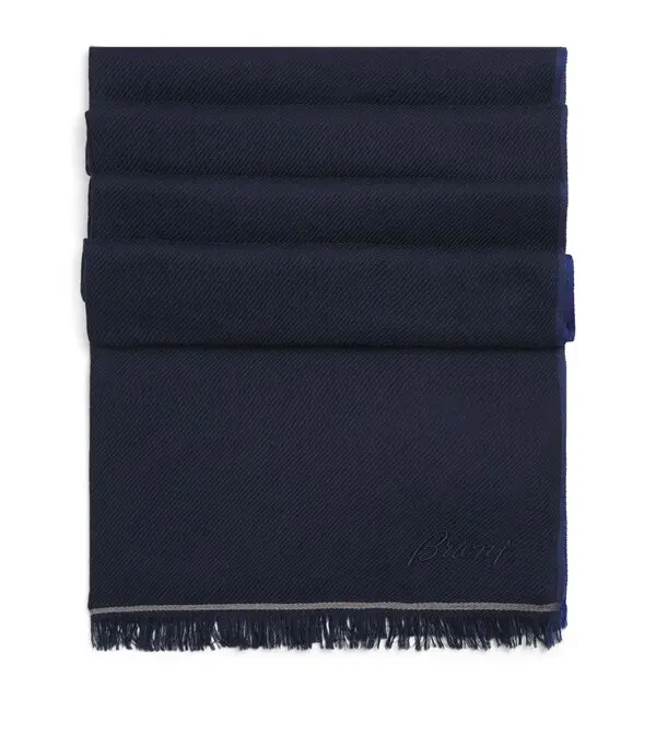 Brioni Cashmere Fringed Scarf - Blue