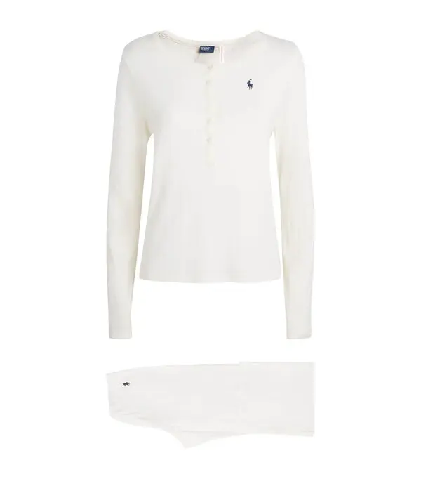 Polo Ralph Lauren Cotton Henley Pyjama Set - Ivory