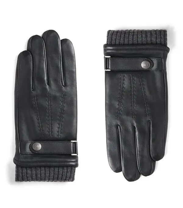 DENTS Leather Henley Gloves - Black