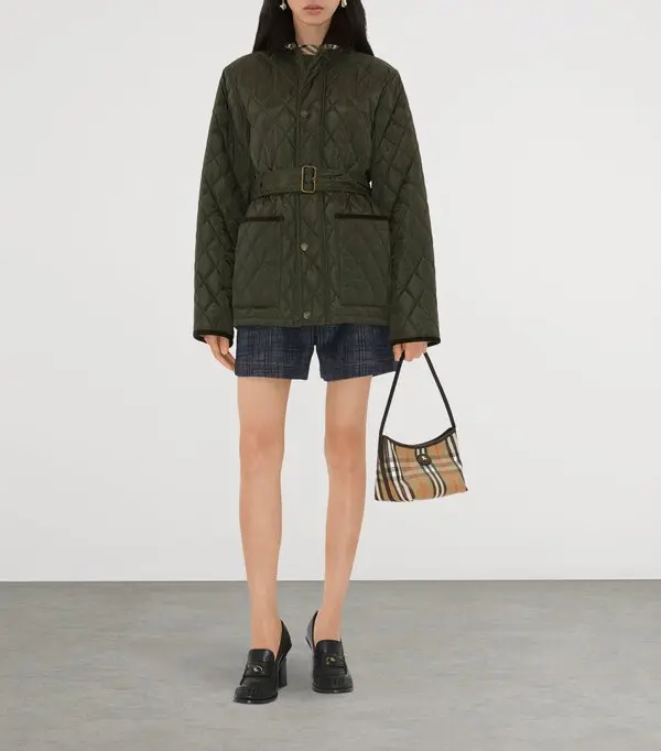 Burberry Quilted Belted Field Jacket - Grey