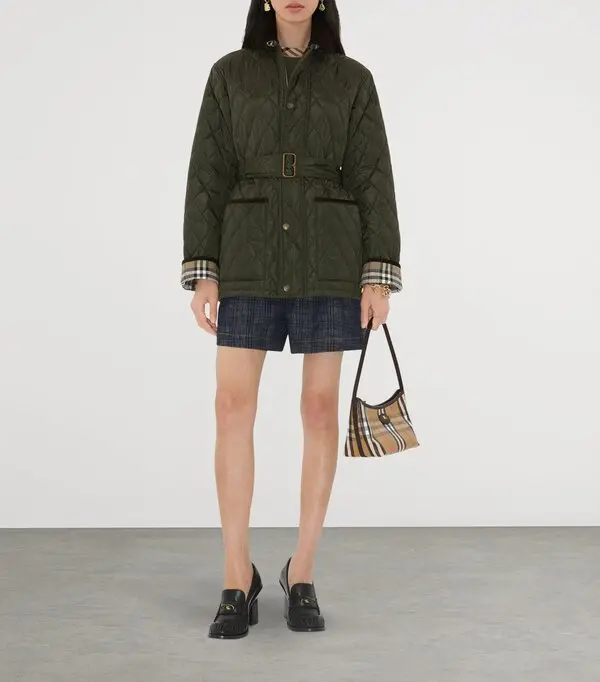 Burberry Quilted Belted Field Jacket - Grey
